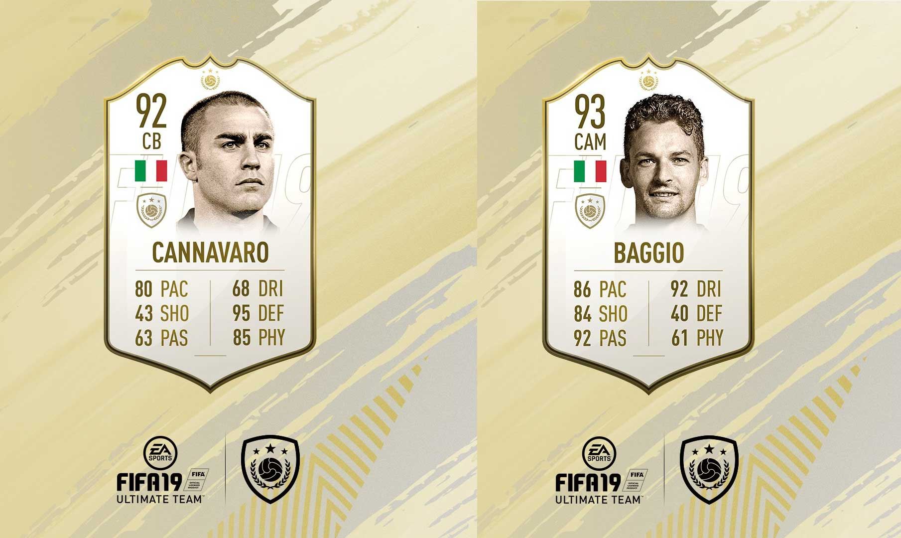 FIFA 19 Ultimate Team: ecco le carte Icona di Roberto Baggio e Fabio ...